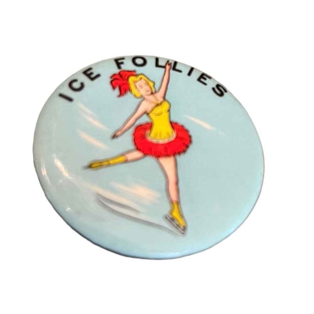 Vintage 1950s Ice Follies Extended Pinback Ice Skater… - Gem